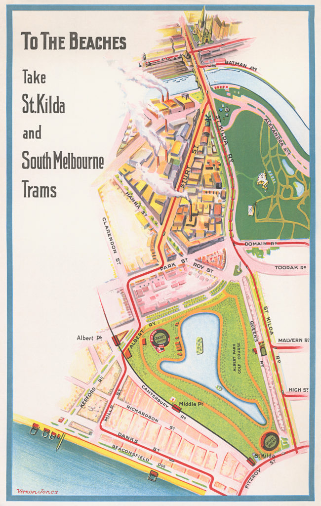 Melbourne Trams – To the Beaches, 1930 – Transit Maps Store