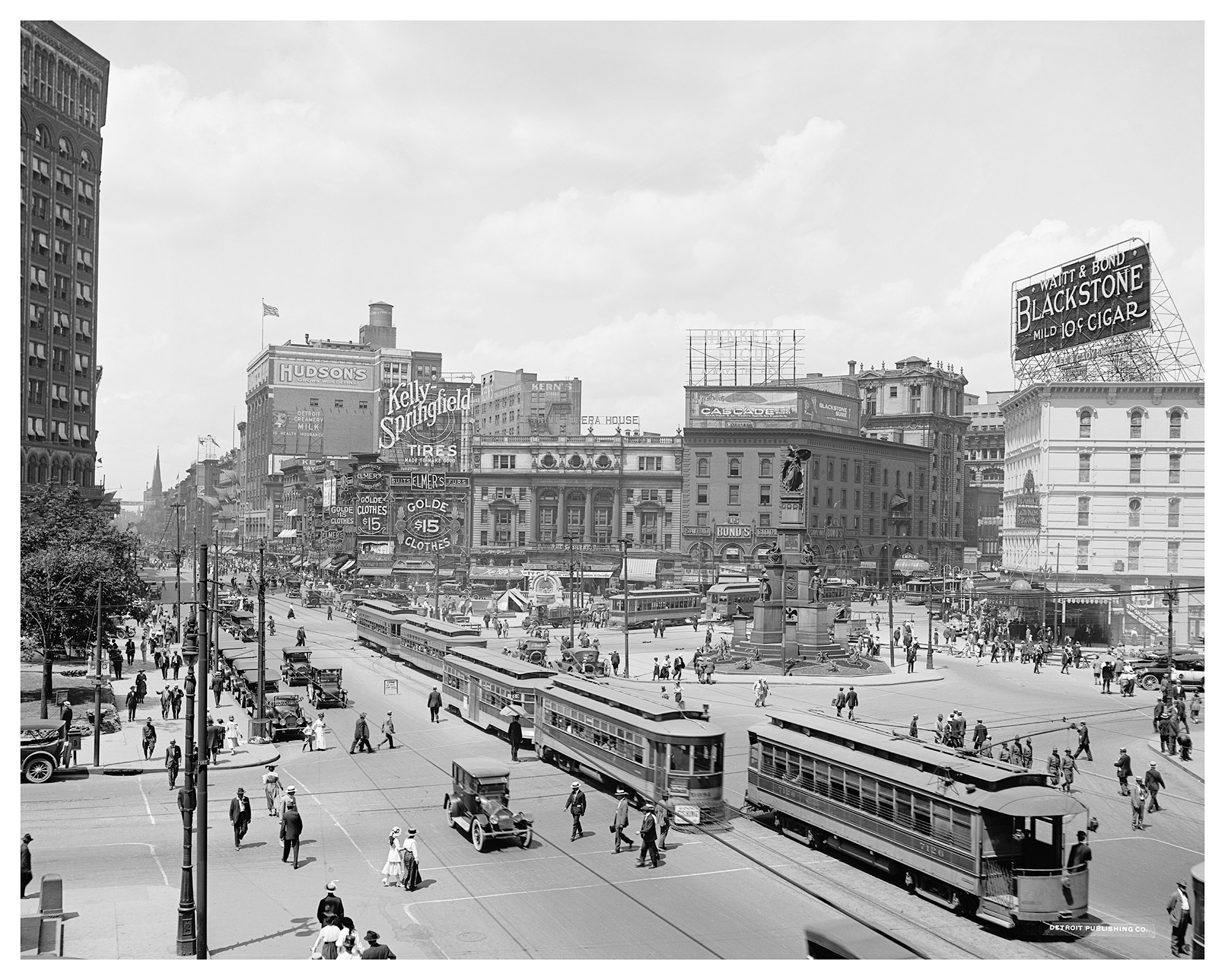 Detroit – Looking up Woodward Avenue, c. 1915 – Transit Maps Store