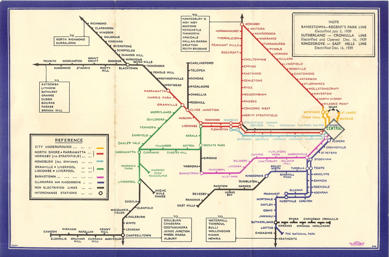 Transit Maps: Sydney Rail Map, 1939