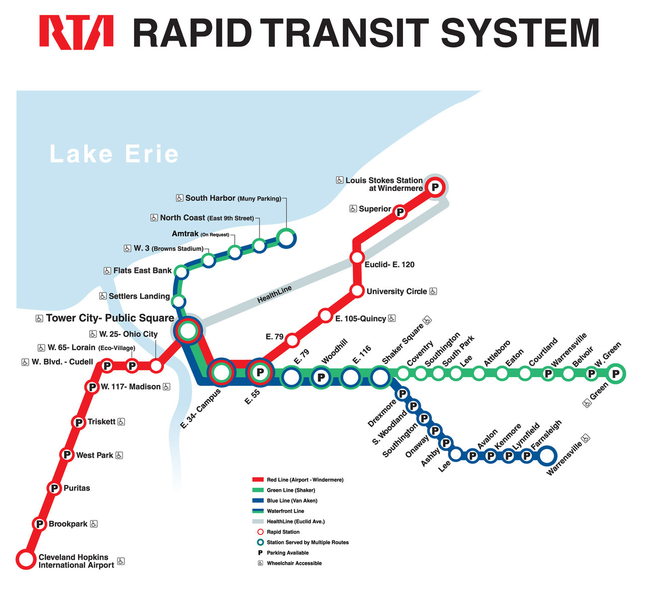 Transit Maps Official Map Rapid Transit Of Cleveland Ohio 2012
